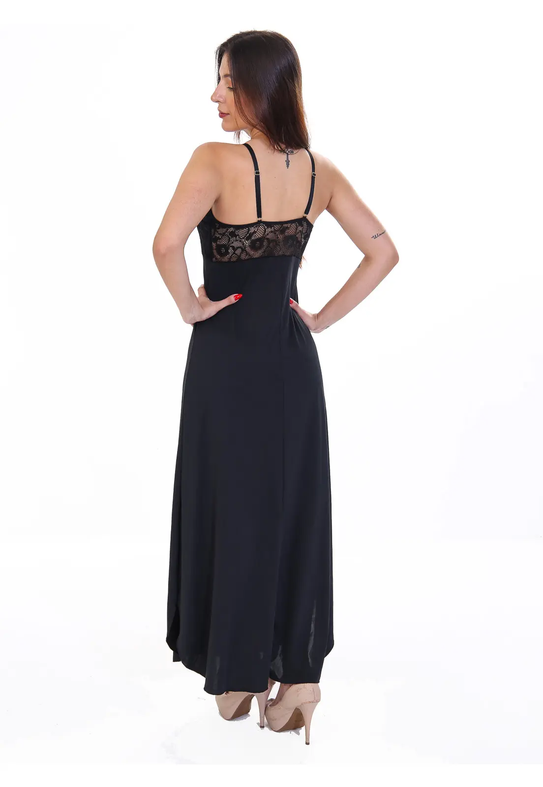 Camisola Longa Microfibra com Renda | TJ Vip